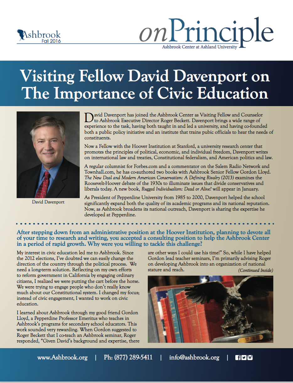 Visiting Fellow David Davenport on The Importance of Civic Education ...